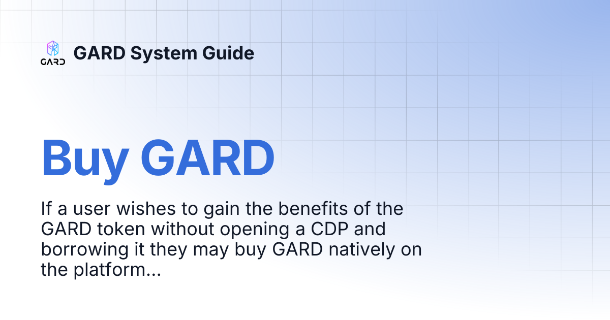 Buy GARD | GARD System Guide